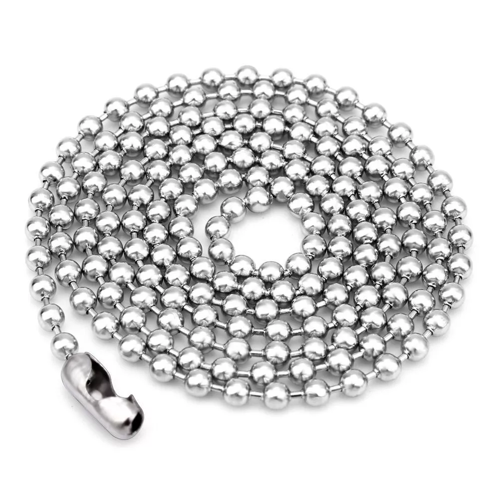 37.5" Long Chain Necklace Stainless Steel Ball Bead Chains For Badge H ...