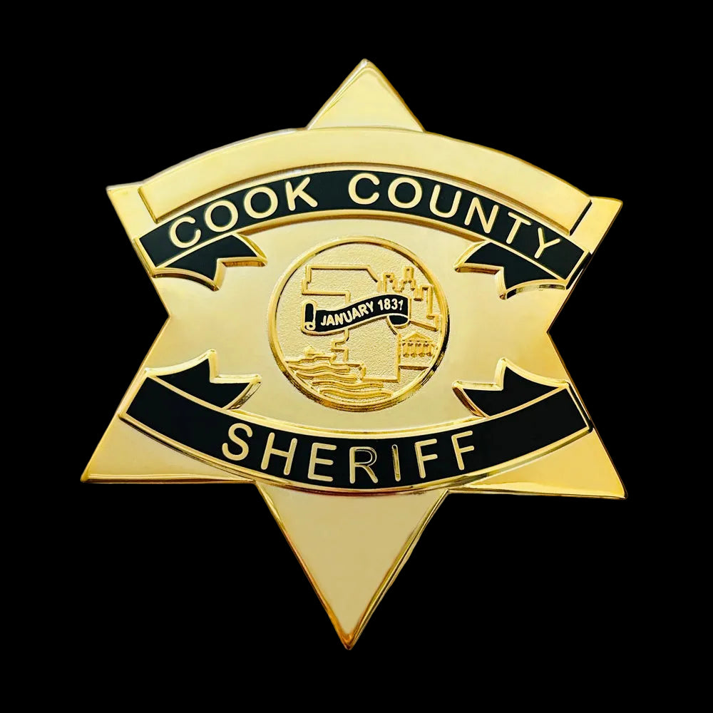 CCSO Cook County Sheriff Star Gold Badge Premium Enamel Exact Replica ...