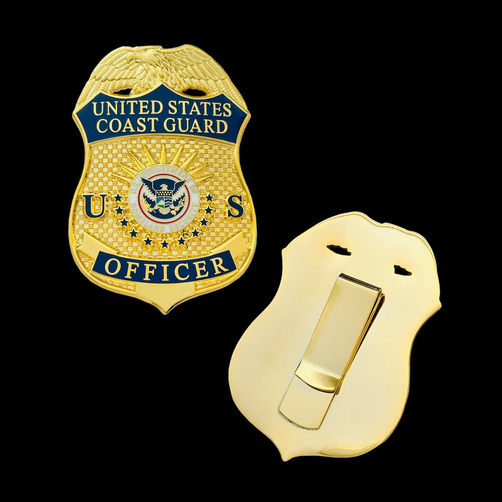 USCG U.S. Coast Guard Officer Badge Museum Quality *Wallet Clip Back ...