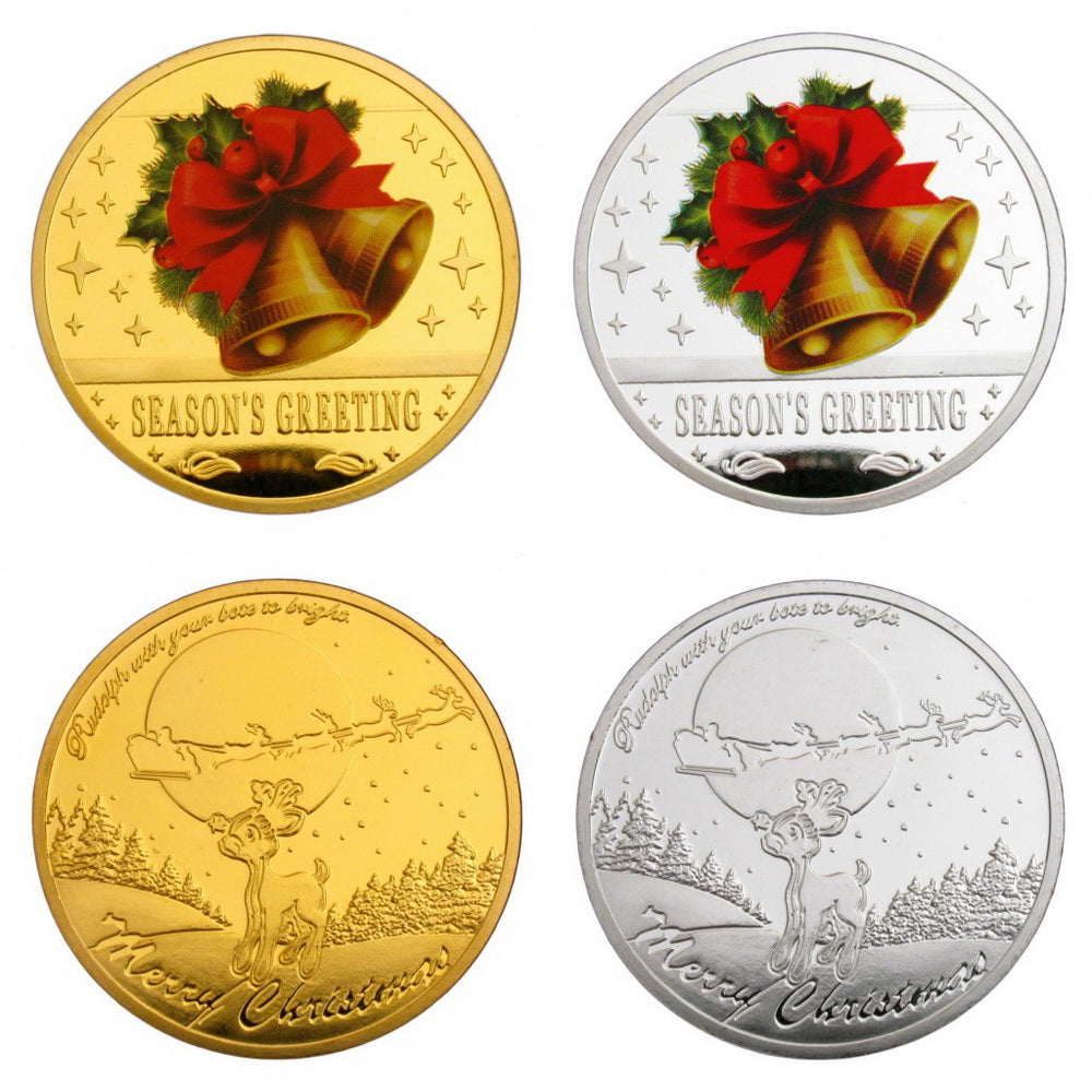 Merry Christmas Golden Bells Xmas New Year Gift Commemorative Coins ...