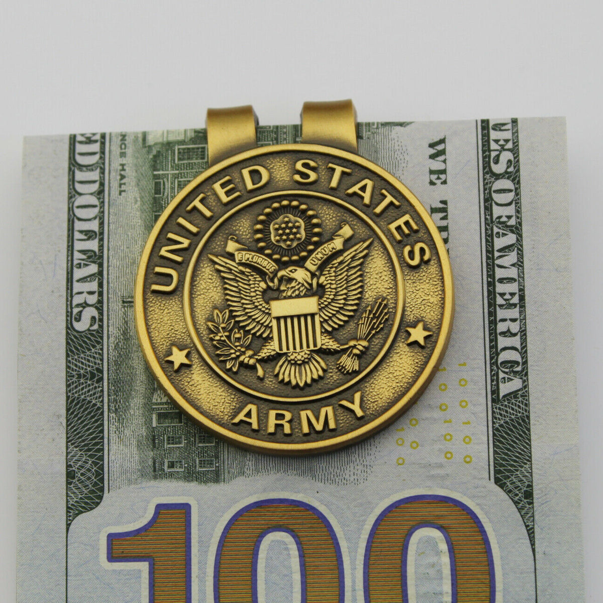 US Army Badge Solid Copper Pocket Money Clip 1.5" – Coin Souvenir