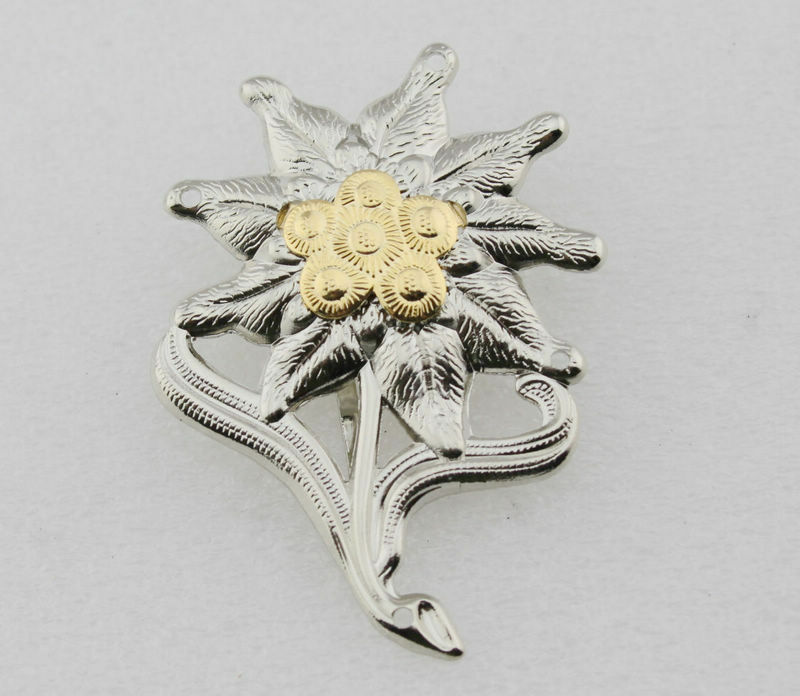 WWII German Officer Edelweiss Mountain Metal Cap Badge Insignia Replic ...