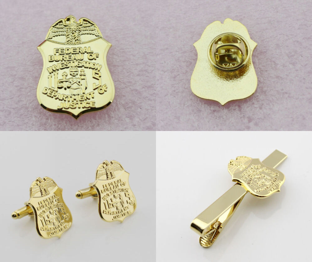 FBI Badge Cufflinks/ Lapel Pin/ Tie Clip – Coin Souvenir