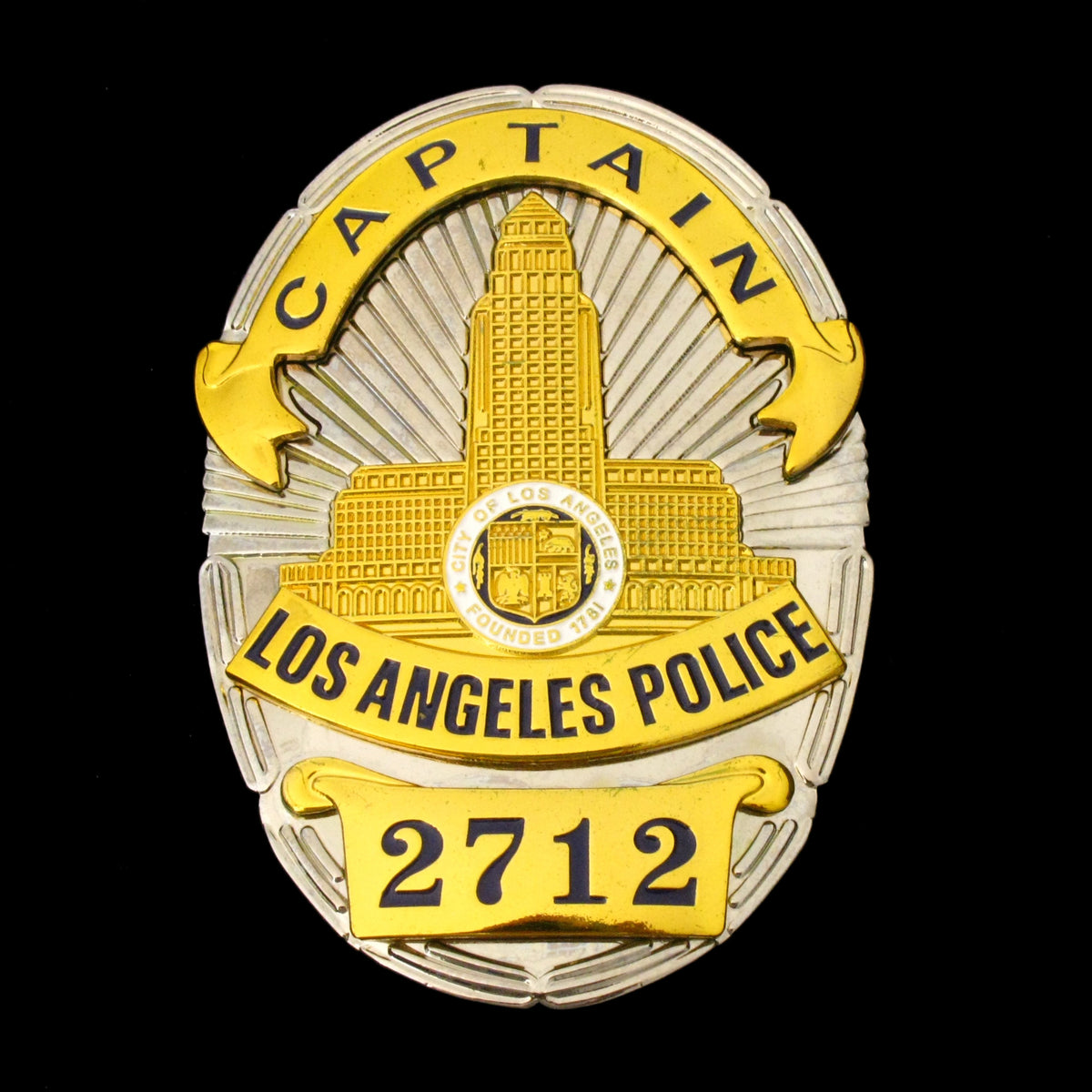 LAPD Los Angeles Police CAPTAIN Abzeichen aus massivem Kupfer, Nachbil ...