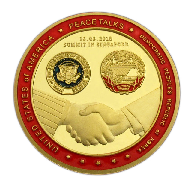 2018 Trump-Kim Summit Peace Talks 24K Gold Plated Commemorative Challe ...