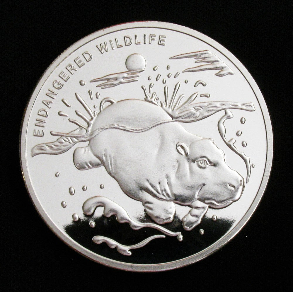 Congo Endangered Wildlife Hippo Silver Coin – Coin Souvenir