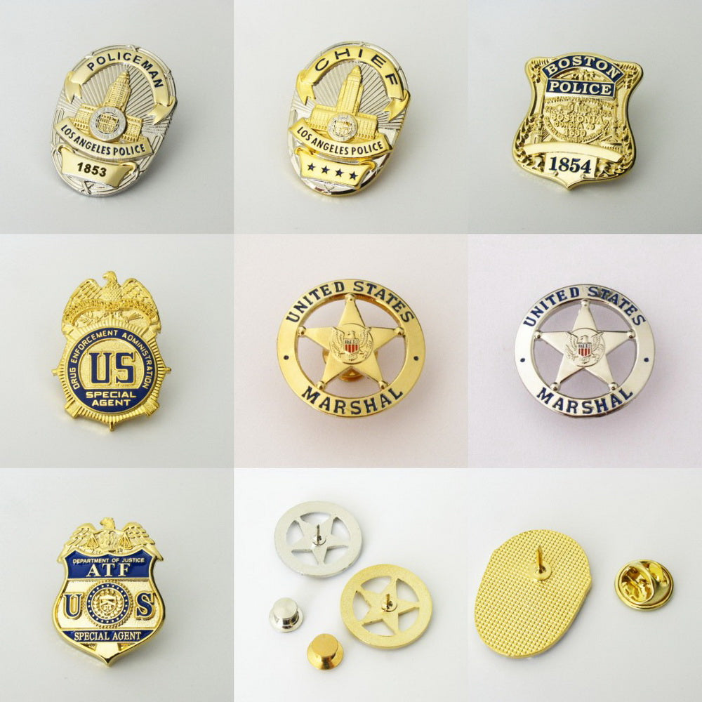 US Police Badge Cop Brooch Lapel Pin Mini Version (7 Optional Styles ...