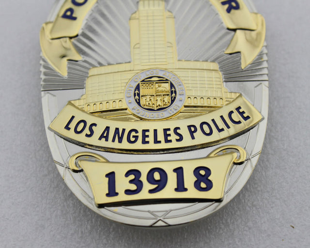 LAPD Los Angeles Police Officer Badge Solid Copper Replica Movie Props ...