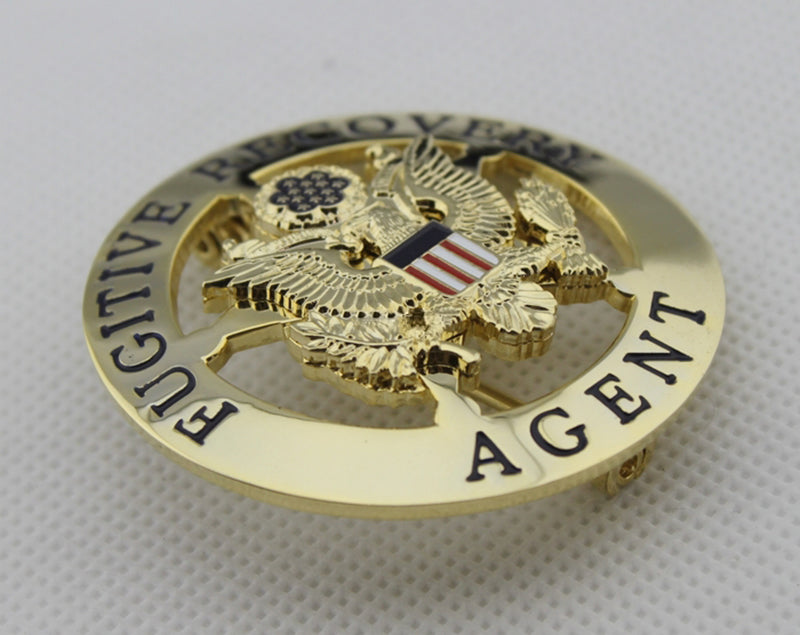 US Fugitive Recovery Agent Badge Solid Copper Replica Movie Props ...